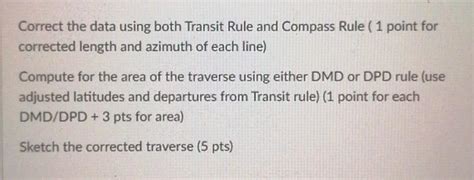 solved given the tabulated data from a transit tape survey