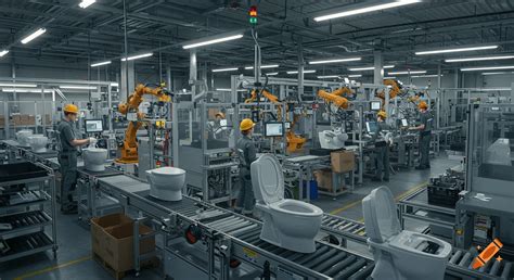 A Robotic Arm Works On A Conveyor Belt Filled With Cookies In A Modern Factory Setting With