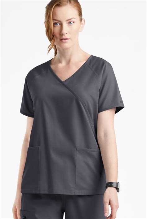 Butter Soft Originals Womens 3 Pocket Mock Wrap With Ties Scrub Top
