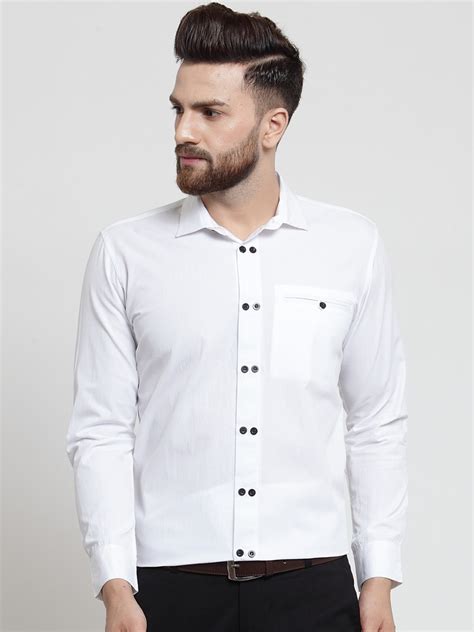 Buy Purple State Men White Slim Fit Cotton Semiformal Shirt Shirts