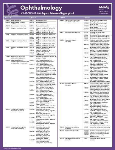 Icd 10 Mappings 2015 Express Reference Coding Card Ophthalmology 1st