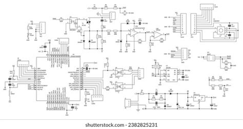 Schematic Diagram Electronic Device Vector Drawing Stock Vector