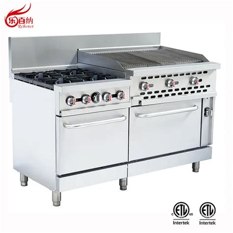 Commercial Stainless Steel 4 Burners Gas Range With 36 Broiler And Two