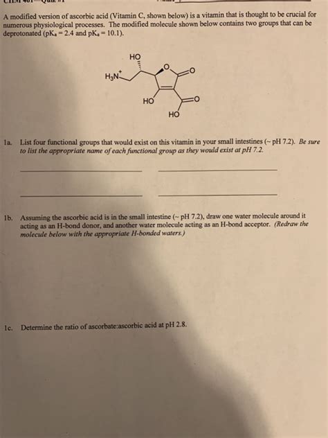 Solved A Modified Version Of Ascorbic Acid Is A Vitamin That