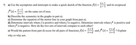 Solved A Use The Asymptotes And Intercepts To Make A Quick Chegg Com