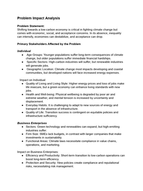Problem Impact Assessment Pdf Policy Sustainability
