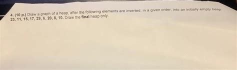 Solved P Draw A Graph Of A Heap After The Chegg
