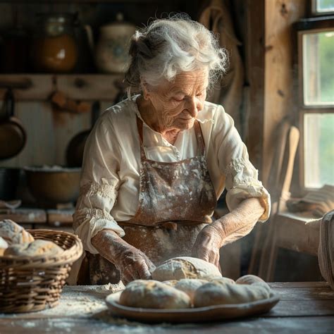 Free Baking Rustic Bread Image Elderly Woman Baking Download At