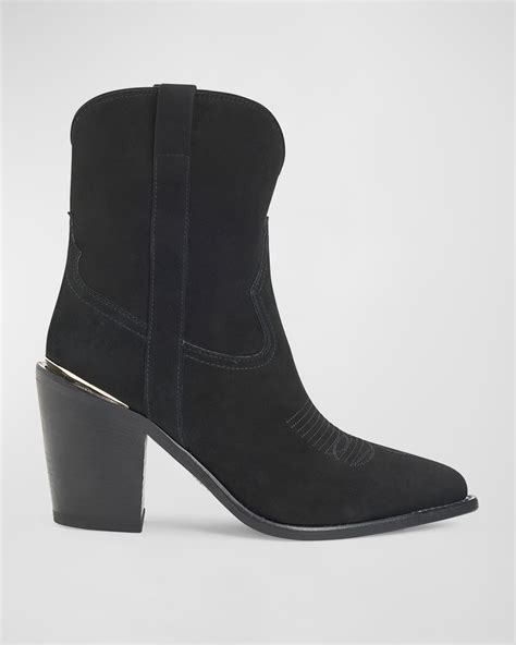 Leigh Anne Suede Western Ankle Booties Neiman Marcus
