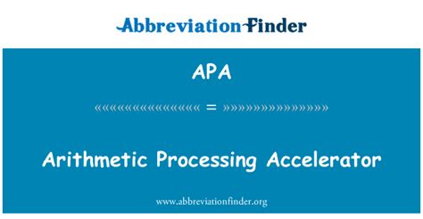 Apa 定义 算术处理加速器 Arithmetic Processing Accelerator