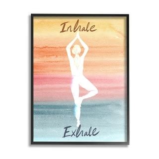 Stupell Inhale Exhale Soothing Yoga Pose Watercolor Effect Framed Wall