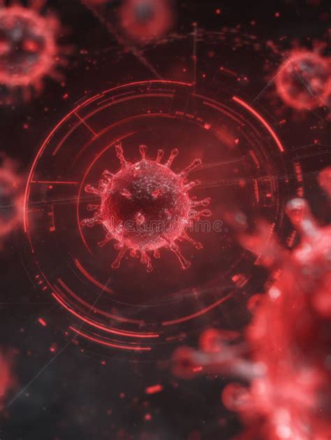 Virus Multiplication Depicted In Digital Animation With Alert Overlay