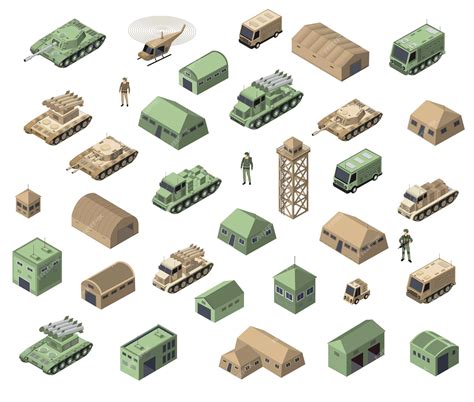 Premium Vector Set Of Army Armed Troop Isometric Armed Military