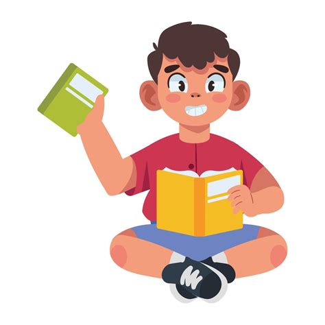 Reader Boy On Book 48436998 Vector Art At Vecteezy