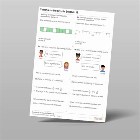 Tenths As Decimals Within 1 Reasoning And Problem Solving Resource