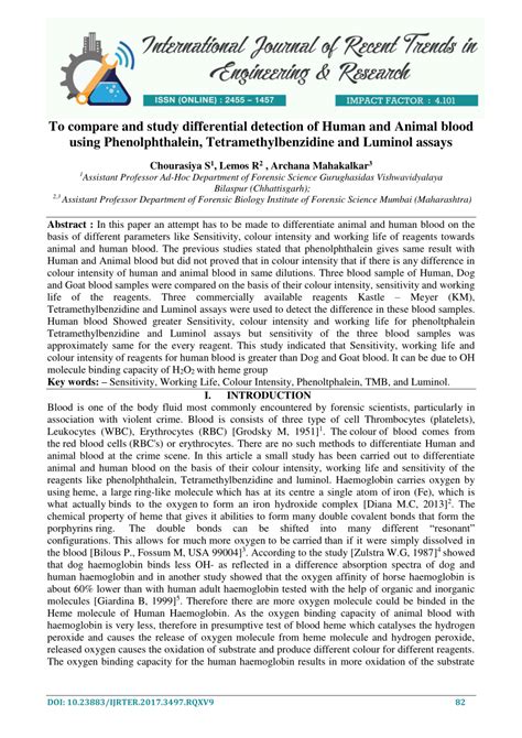 Pdf To Compare And Study Differential Detection Of Human And Animal