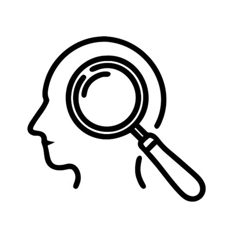 Human Head And Magnifying Glass Icon Outline Premium Ai Generated Vector