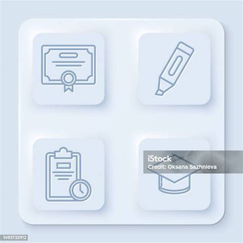 Set Line Certificate Template Marker Pen Exam Sheet With Clock And