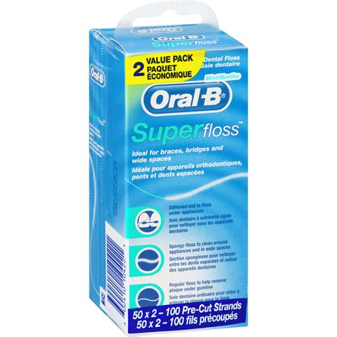 Oral B Super Floss Pre Cut Strands Dental Floss Mint Flavor 50 Count Pack Of 2 For Braces