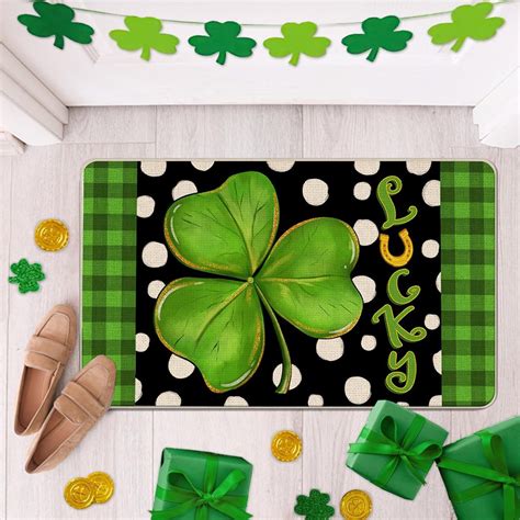 Egmy1 St Patricks Three Leaf Grass Mat Porch Entrance Wear