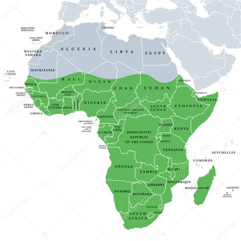 África Subsahariana Mapa Político También Conocido Como África