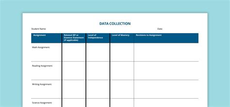 Sample Data Collection Tool For Students With Complex Access Needs