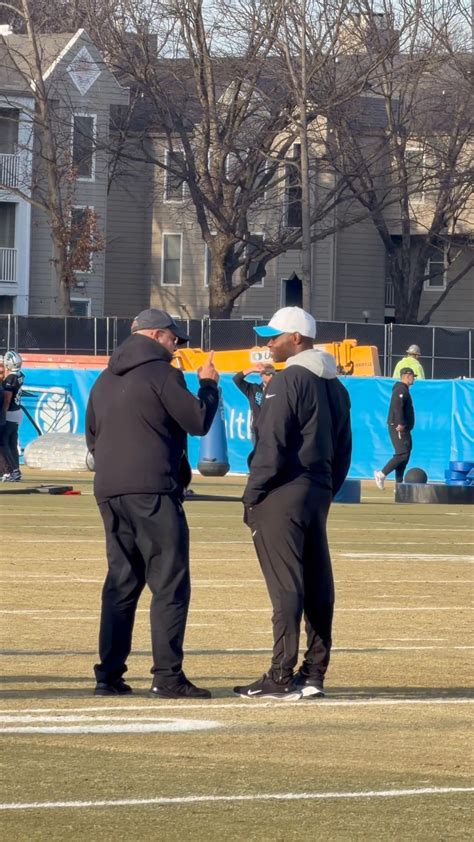 David Tepper And Ejiro Evero Chatting At Practice Today Ahead Of This