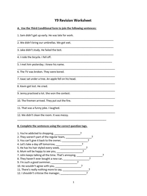 Y9 Revision Worksheet And Answer Key Mid Term 2 Pdf