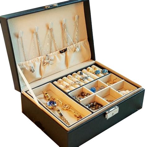 Jewelry Box Jewelry Boxes For Women And Men With Pu Leather 2 Layer