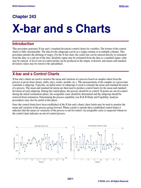 X Bar And S Charts Ncss Statistical Software Pdf Standard