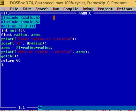 finding area of circle in c programming