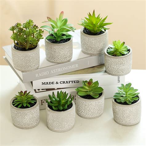 Visland Succulents Plants Artificial Mini Fake Succulent Small Faux