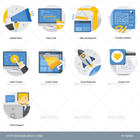 Web Flat Icons Icons Graphicriver