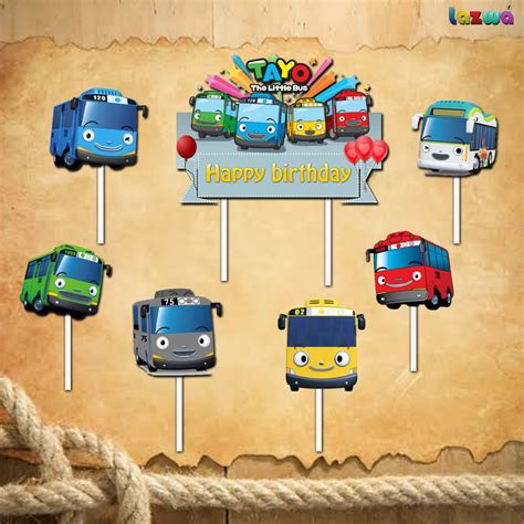 Cake Topper Happy Birthday Tayo Birthday Cake Decoration Shopee