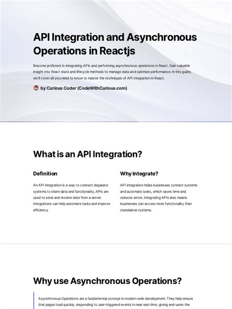 Api Integration And Asynchronous Operations In Reactjs Pdf World Wide Web Internet And Web