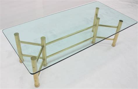Solid Brass Tube Glass Top Rectangular Coffee Table For Sale At 1stdibs