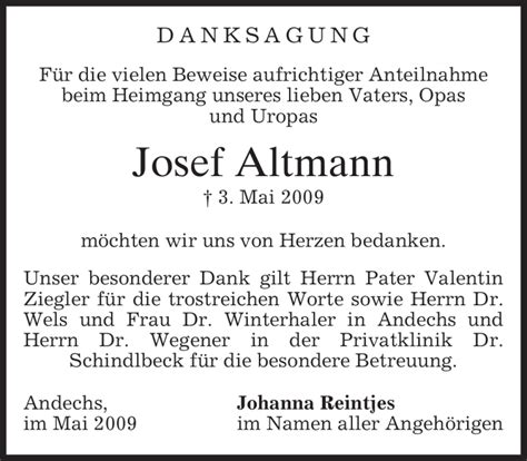 Traueranzeigen Von Josef Altmann Trauermerkurde