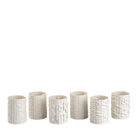 Set Of 6 Bino White Porcelain Tumbler Glasses Claudio Campana Artemest