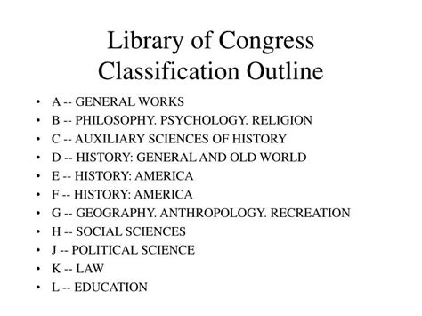 Ppt Library Of Congress Classification Powerpoint Presentation Id1467669