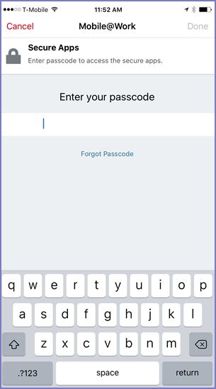 Secure Apps Passcode Management