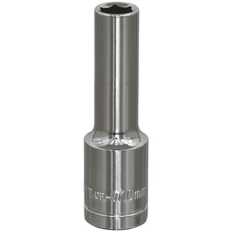 10mm Chrome Plated Deep Drive Socket Durable High Grade Carbon Steel Tool
