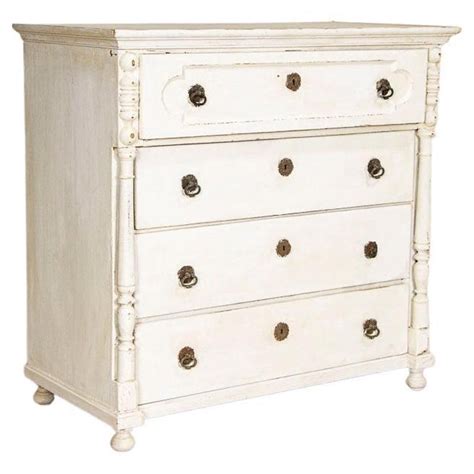 Antique White Painted Large Chest Of Four Drawers At 1stdibs