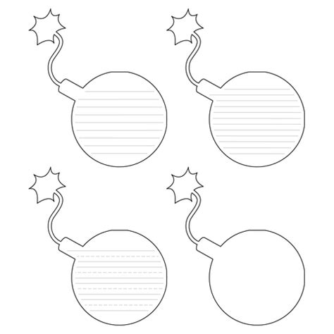 Bomb Weapon Shaped Writing Template Free Printable Papercraft Templates
