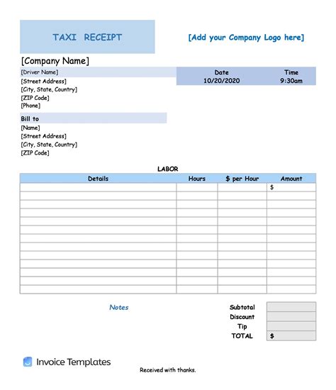 30 Blank Taxi Receipt Templates Free Templatearchive