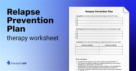 Relapse Prevention Plan Version 2 Worksheet Therapist Aid Worksheets Library