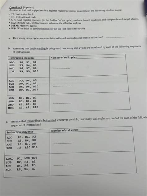 Solved Question 3 6 Points Assume An Instruction Pipeline