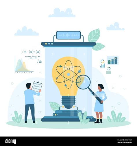 Science Research In Nuclear Physics Vector Illustration Cartoon Tiny