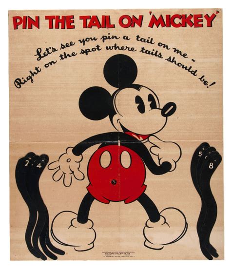 Hakes Tailess Mickey Pin The Tail On Mickey Mouse Boxed Game