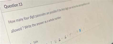 Solved Question 13 How Many Four Digit Passcodes Are