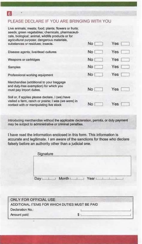 Printable Mexico Health Declaration Form Printable Forms Free Online